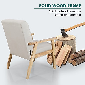 Homajor Accent Chairs, Mid Century Modern Armchairs for Living Room/Bedroom, Beige