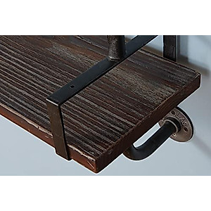 Armen Living Booker 40" Accent Shelf in Walnut Wood Finish with Grey Piping