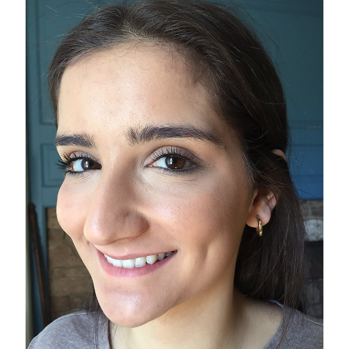 14K Yellow Gold Thick Tube Hoop Earrings w/Click-Down Clasp, (3mm Tube) (16mm)