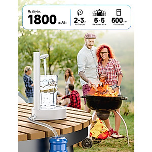 REJOMINE Water Dispenser for 5 Gallon Bottle, Smart 7 Levels Water Dispenser Countertop for Universal Bottles, Portable Desktop Water Pump for Outdoor, Automatic Water Jug Dispenser with Silicone Hose