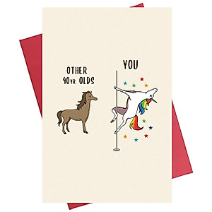Kirynurd 40th Birthday Card, Dancing Unicorn Birthday, Hilarious 40th Bday Card, Other 40 Year Olds