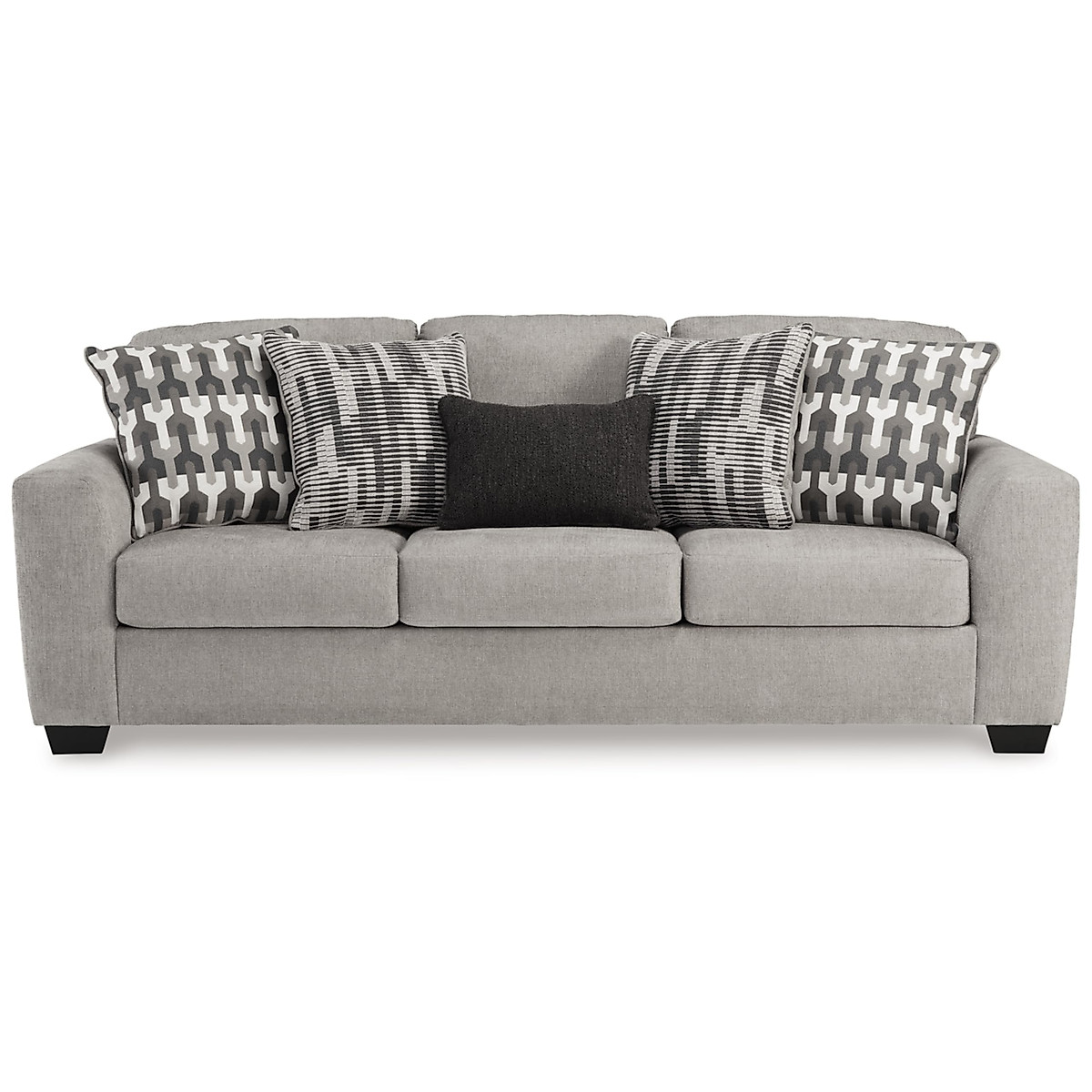 Signature Design by Ashley Avenal Park Casual Sofa with 5 Toss Pillows, Light Gray