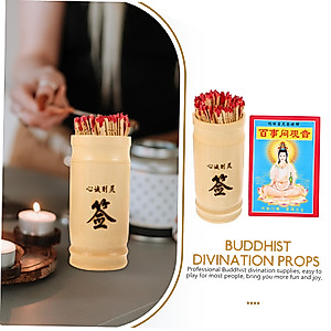 Gadpiparty 1 Set Chinese Fortune Sticks Kau Chim Sticks Chinese Fortune Telling Sticks with Bamboo Bucket and Book Buddhist Divination Props for Fortune Telling Games