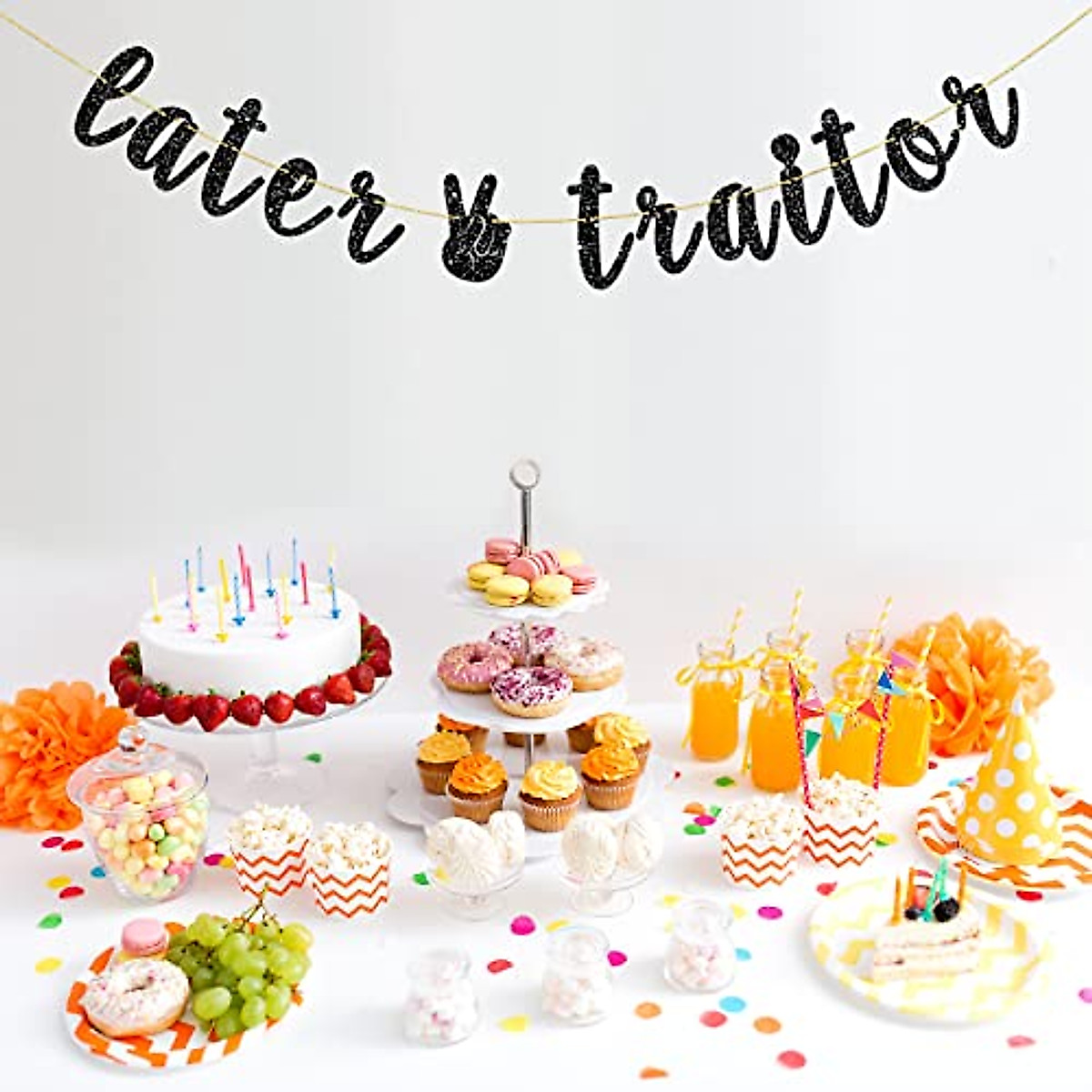 INNORU Later Traitor Banner, Farewell Party Decorations, Going Away, Break Up, Job Change, Retirement Party Decor Supplies, Black Glitter