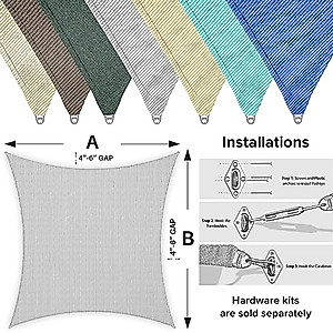 INFRANGE 18'x22' Sun Shade Sail Rectangle Canopy Cover with A Ring Steel Wire UV Block for Outdoor Patio Garden Backyard (Light Gray)