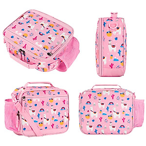 Choco Mocha 15 inch Llama Backpack with Matching Lunch Box for Girls