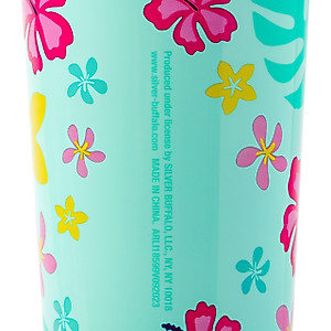 Silver Buffalo Disney Lilo and Stitch Aloha Double Walled Tumbler with Straw, 22 Ounces