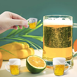 DOERDO 25Pieces Mini Beer Glasses Clear Plastic Mug Shot Small Juice Cups Tasting Glasses for Beer Festival Outdoor BBQ, Outdoor Picnics, or Oktoberfest, 0.2oz