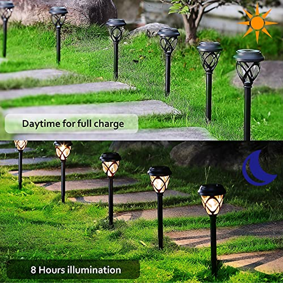 Glintoper 12 Pack Solar Outdoor Pathway Lights, Solar Powered Landscape Lights, Waterproof Decorative Lighting Solar Garden Lights for Lawn Patio Yard Walkway Deck Driveway, Warm White