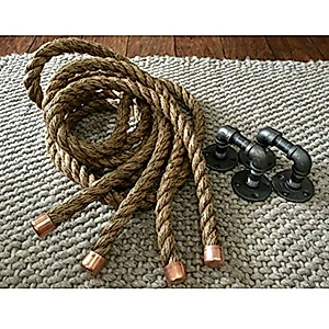 PIBM Stylish Simplicity Shelf Wall Mounted Floating Rack Shelves Hemp Rope Solid Wood Computer Desk Coffee Shop Bar Bearing Strong,5 Sizes, Wood , 100x60x3cm