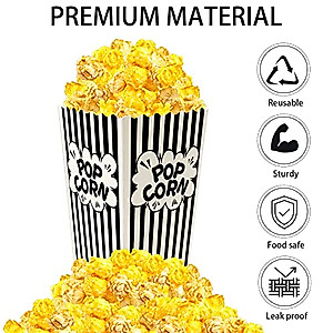 Paper Popcorn Bags, DECYOOL 45 Popcorn Bags Black and White Movie Night Popcorn Boxes Mini Pop Corn Buckets and Container for Home,Carnival Party, Decorations