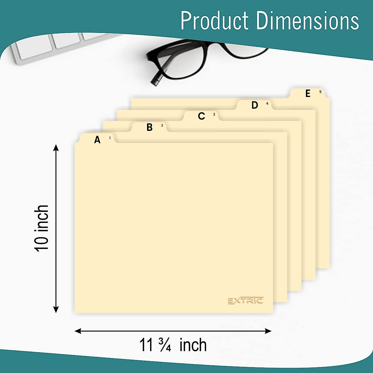 Alphabetical File Organizer, File Cabinet Dividers Letter Size, 25 Heavyweight Manila Guides A-Z Dividers with Tabs, 1/5 Cut Tab Positions Filing Cabinet and Desk Organizer