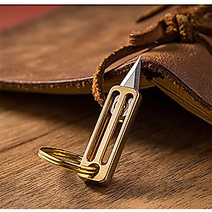 SZHOWORLD Ultra Small Brass Utility Knife, EDC Tiny Knife Box Opener with Stainless Steel Blade,Ultra Portable and Compact