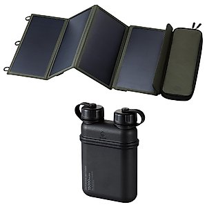 ELECOM NESTOUT 4-Panel Solar Panel Charger + 15000mAh Outdoor Power Bank (Black)