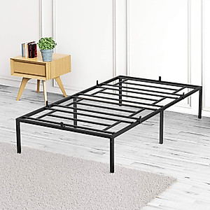 Alkmaar Twin Bed Frame,14 Inch Black Metal Twin Bed Frame,No Box Spring Needed Twin Size Platform Bed Frame (Twin), Queen