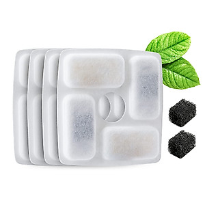 Ciays Cat Water Fountain Replacement Filter for 84oz/2.5L Automatic Pet Water Fountain Cat Fountain Dog Water Dispenser, 4 Pcs, White