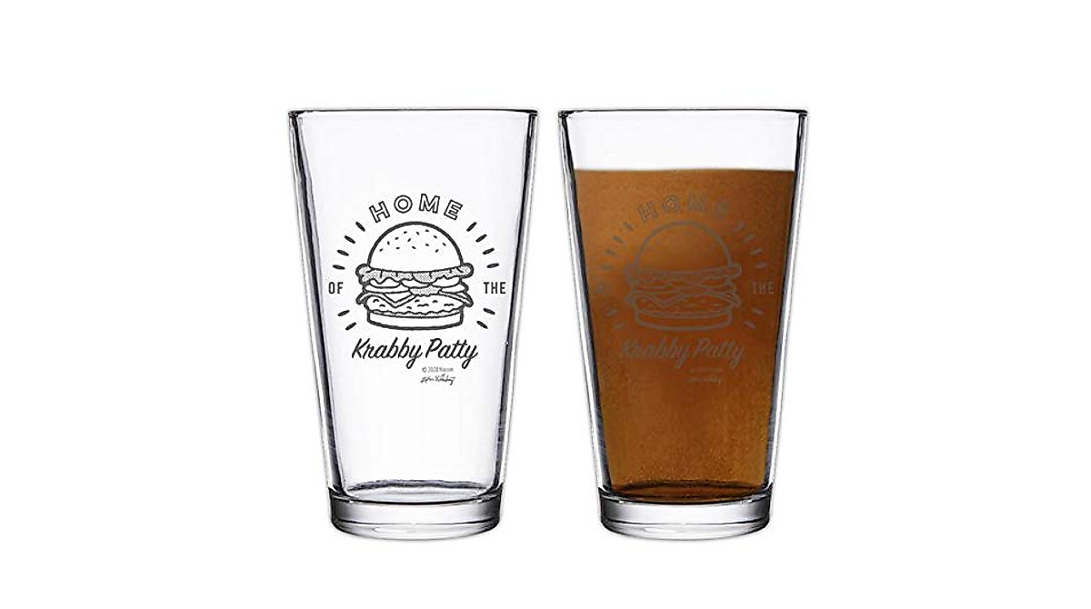 Krusty Krab Krabby Patty Drinking Glass - 16 oz