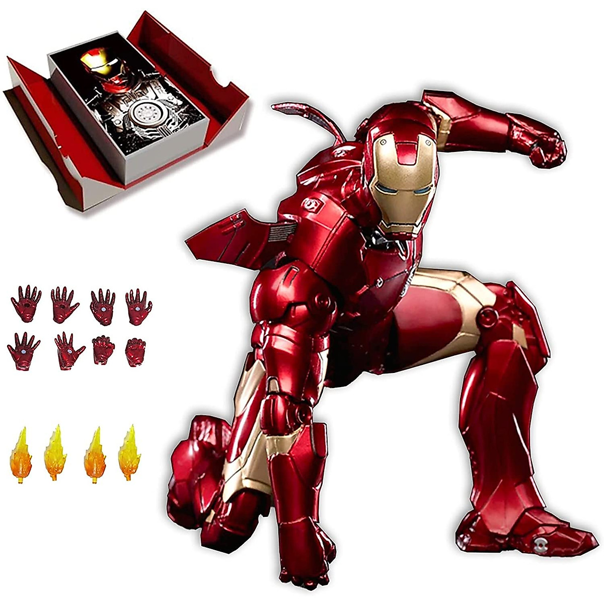 UXOUYIC Irοnman Movie Series - Collectible Irοnman Action Figure Metal Painting 20 Joints Movable Model Toys (7 inches) (Mark 3)