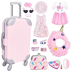 BNUZEIYI Doll Clothes and Accessories Travel Play Set for 18 Inch Dolls Doll Stuff with 18 Inch Doll Clothes Swimsuit for 18 Inch Girl Doll Girl Gift