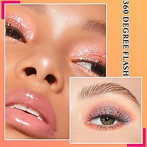 DuoZeng Liquid Glitter Eyeshadow,Liquid Sparkling Eye Shadow Under Eye Shadow Bling,Long Lasting,Quick Drying,Easy to Apply,Pigmented Liquid Glitter Eye Shadow for Crystals Eye Makeup(#05)