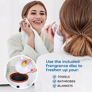 SereneLife Towel Warmer Bucket, with Customized Fragrance for Spa and Bathroom, Luxury Towel Heater Gifts for Him & Her, Auto Shut off, Fits 2 large Towels, Blankets, Bathrobes, PJ's (Cherry)