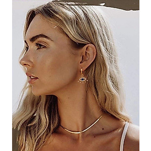 PERNNLA PEARL Gold Evil Eye Huggie Hoop Earrings for Women, 18K Gold Plated Dainty Charm Dangle Earrings With Cubic Zirconia