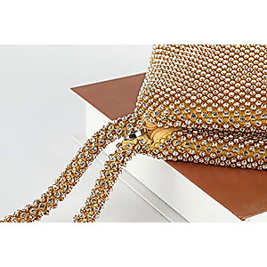 Vgift Clutch Purses for Women Evening, Glitter Wrist Bag Rhinestone Purse, Gold