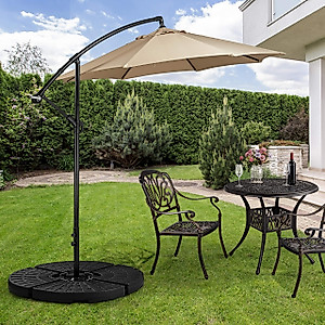 Yaheetech 4Pcs 13L Heavy Duty Offset Outdoor Umbrella Base Water & Sand Filled Cantilever Offset Patio Umbrella Base Stand, Black