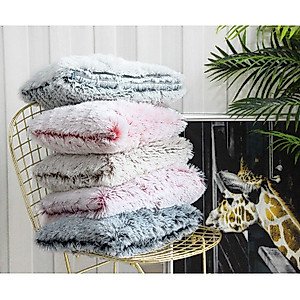 Uhomy 2 Packs Home Decorative Luxury Series Super Soft Plush Faux Fur Rectangular Pillow Cover Cushion Case for Sofa/Beding 12x20 Inch 30x50 Cm, Red Burgundy Ombre