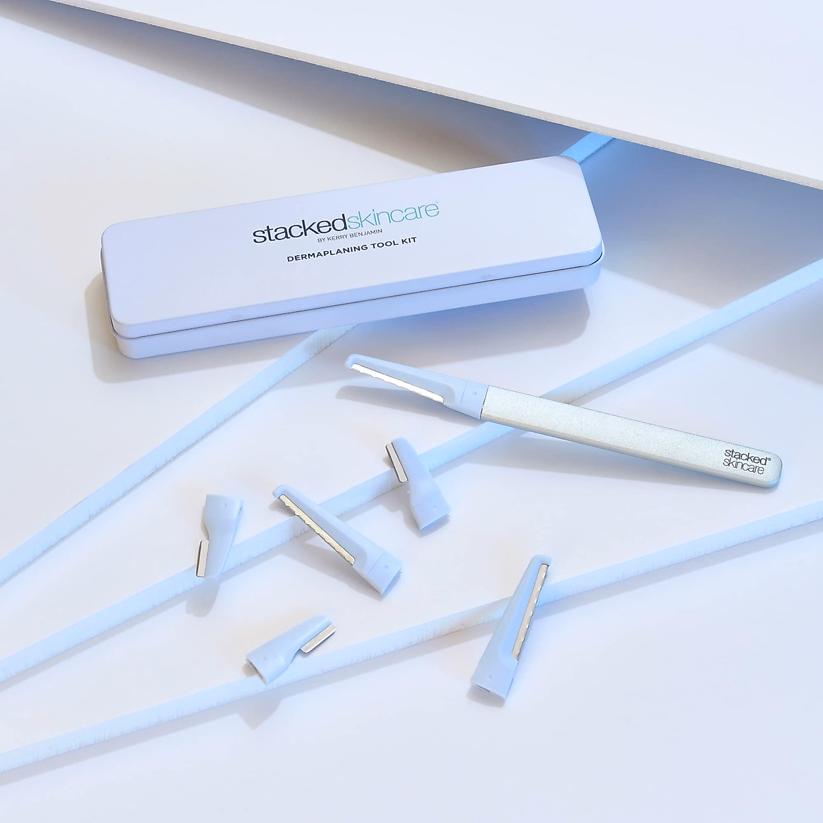 StackedSkincare Dermaplaning Kit for Face Exfoliation, Includes 3 Replaceable Blades & 3 Precision Blades, 7 Count