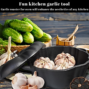 AOKDEER Garlic Roaster, Cast Iron Garlic Roaster for Kitchen Grill Oven, Dining Room, Indoor or Outdoor, BBQ Grill Garlic Tools, Garlic Baker for Picnic Camping Patio Backyard Cooking