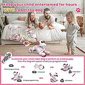 FUUY Robot Dog Toys for Girls Toys Interactive Robot Toy FollowMe Robot for Kids 5-7 Intelligent Remote Control Dog with Sing Dance AI Robotics for Kids Age 3 4 5 6 7 Chrismas Birthday Gifts Girls