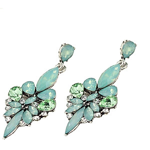 Antique Vintage Retro Style Sea Foam Mint Green Tiffan Aqua Blue Opal Marquis Pear Rhinestone Bridal Bridesmaid Wedding Prom Earrings