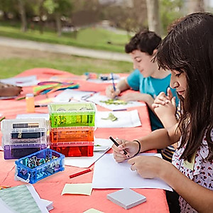 Hiceeden 12 Pack Small Plastic Storage Box with Lid, 5.3"x3"x2" Stackable Clear Latch Storage Case Bins Organizer Container for Craft Items, Jewelry Beads, 6 Colors