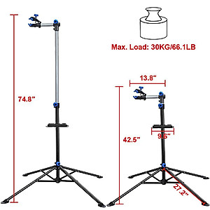 Yaheetech Pro Bicycle Rack Bike Repair Stand Adjustable Rack 52-75in w/Telescopic Arm