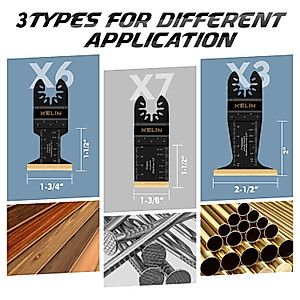 KELIN 16pcs Titanium Oscillating Tool Blades, Universal Multitool Blades for Metal Wood Cutting, Oscillating Saw Blade for Metal Hard Material, Multi Tool Blades Kits Fit Dewalt Bosch Milwaukee Ryobi