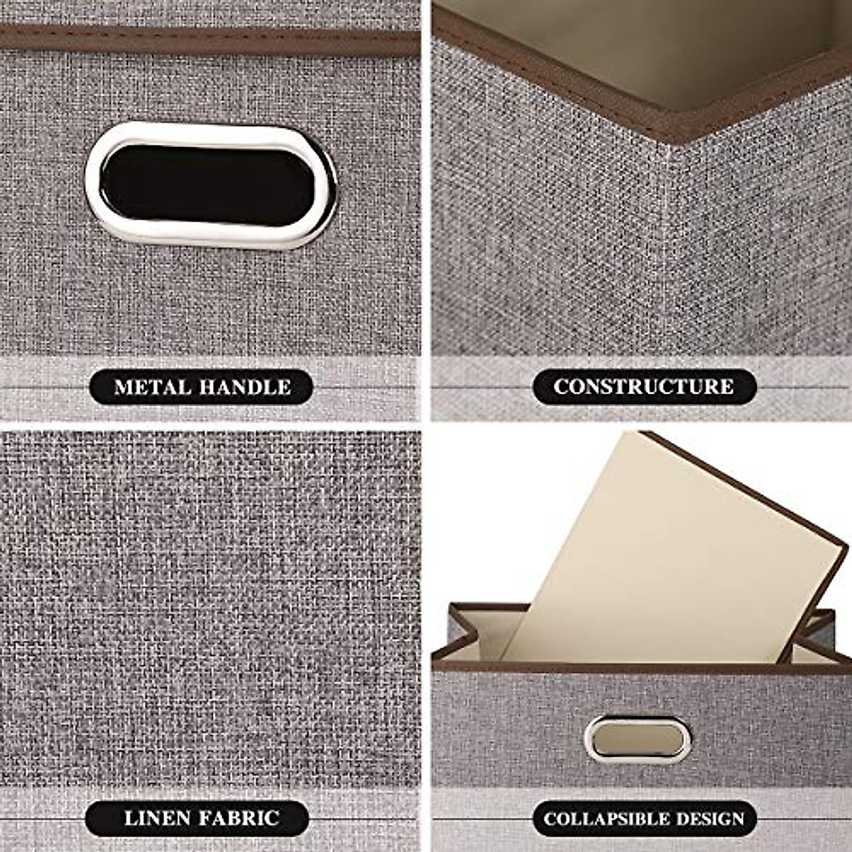 Large Storage Box with Lid [4-Pack] Foldable Fabric Storage Bin with Lid Collapsible Storage Cube Organizer Containers Baskets with Cover (17.7x11.8x11.8)