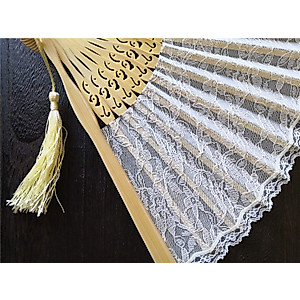 Eastern Wind 8.3" Japanese Chinese fan white lace fan hand fans for women,folding fan handheld for wedding