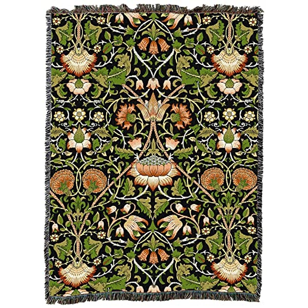 Pure Country Weavers William Morris Lodden Tole Blanket - Arts & Crafts - Gift Tapestry Throw Woven from Cotton - Made in The USA (72x54)