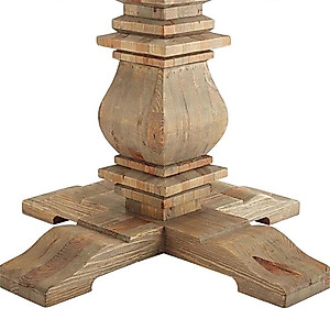 Modway Column 59" Rustic Farmhouse Pine Wood Round Kitchen and Dining Room Table, Brown