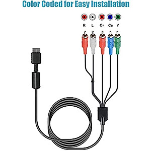 Component AV Cable for PS2/PS3/PS3 Slim HDTV-Ready TV HD Component AV Cable 5-Wire 6FT Black