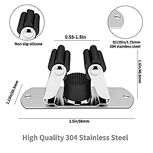 CWOVRS Mop Broom Holder, 4 Pack Mop Holders Stainless Steel Broom Wall Mount Holder, Heavy Duty Broom Hanger Wall Mop Holder for Kitchen Garden Garage