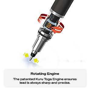 uni-ball Kuru Toga Elite Mechanical Pencil Starter Kit with Silver Barrel and 0.5mm Tip, 60 Lead Refills, and 5 Pencil Eraser Refills, HB #2