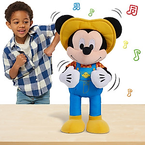 Disney Junior Farmer Mickey Mouse Feature Plush, Lights, Phrases, and Movement, Officially Licensed Kids Toys for Ages 3 Up, Amazon Exclusive