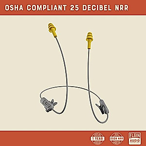 Elgin Ruckus Wireless Bluetooth Earplug Headphones, 25 dB Noise Reduction Ear Plug Earbuds, Noise Cancelling Mic, 12 Hour Battery, IP65 sweatproof, OSHA Compliant Hearing Protection, Work Safety