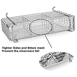 Slideep Cutlery Utensil Silverware Drying Rack, Flatware Storage Solution Basket with Hooks for Kitchen Dish Drainer Dish Drying Rack, RustProof 304 Stainless Steel