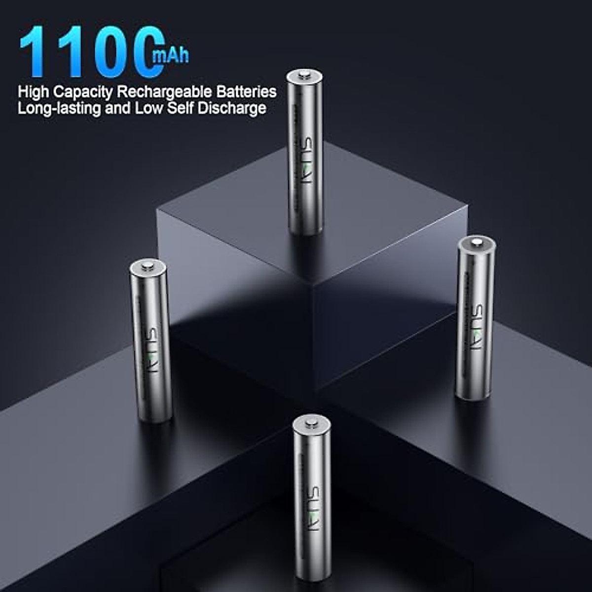 SUKAI AAA Rechargeable Batteries, 1100mAh 1.2V High-Capacity Ni-MH Rechargeable AAA Batteries with Low Self Discharge & Pre-Charged (12 Pack)