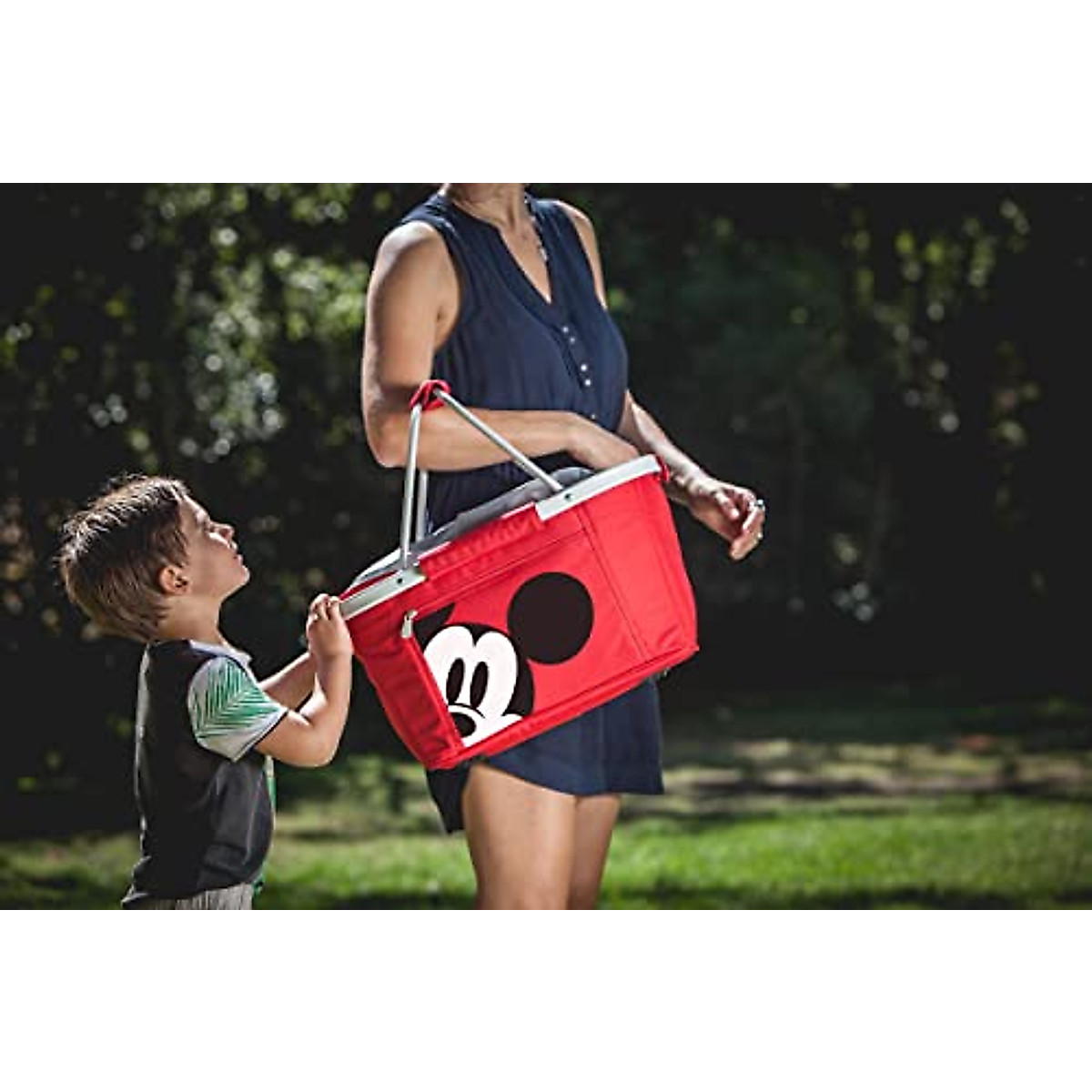 ONIVA - a Picnic Time brand 645-00-100-014-11 Metro Basket Collapsible Cooler Tote, Mickey Mouse - Red