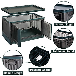 HAIXIN Stackable Storage Bins, 19 Gal Sink Organizer, Collapsible Storage Containers, Storgae Bins with Lids and Wheels, 1 Pack