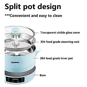 Joydeem Smart Lifting Electric Hot Pot, Steamer and Low Sugar Rice Cooker, Shabu Shabu Hot Pot, Food Grade Stainless Steel, 1500W, 4L